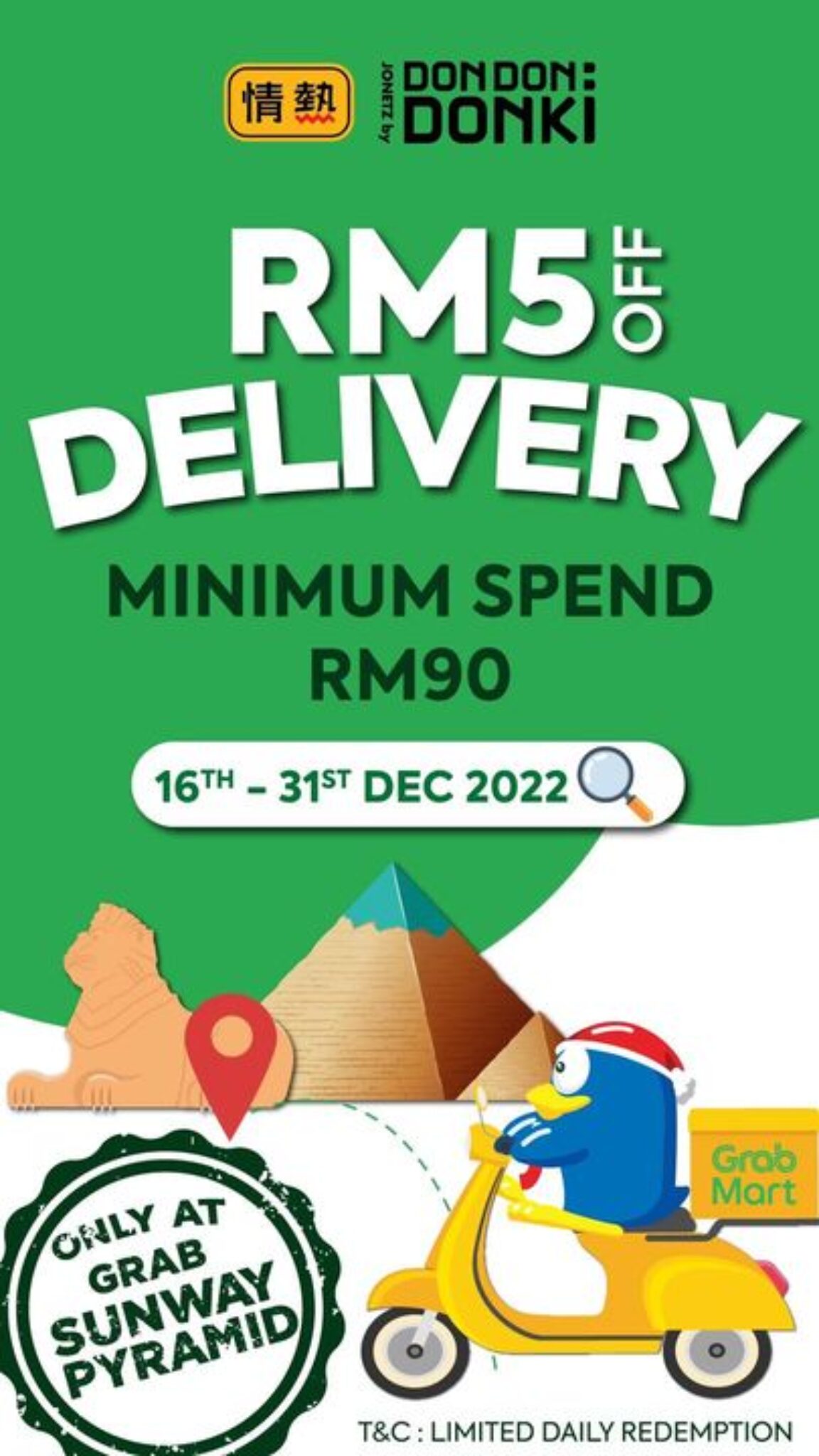 DON DON DONKI sunway Pyramid x GrabMart RM5 Off Delivery Promotion