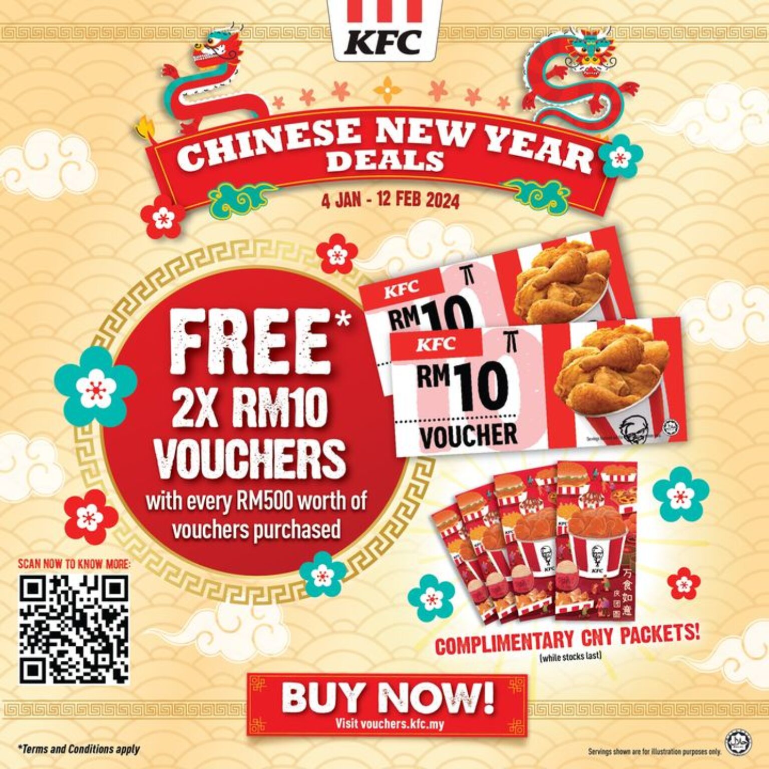 KFC : Enjoy FREE Vouchers This Chinese New Year 2024