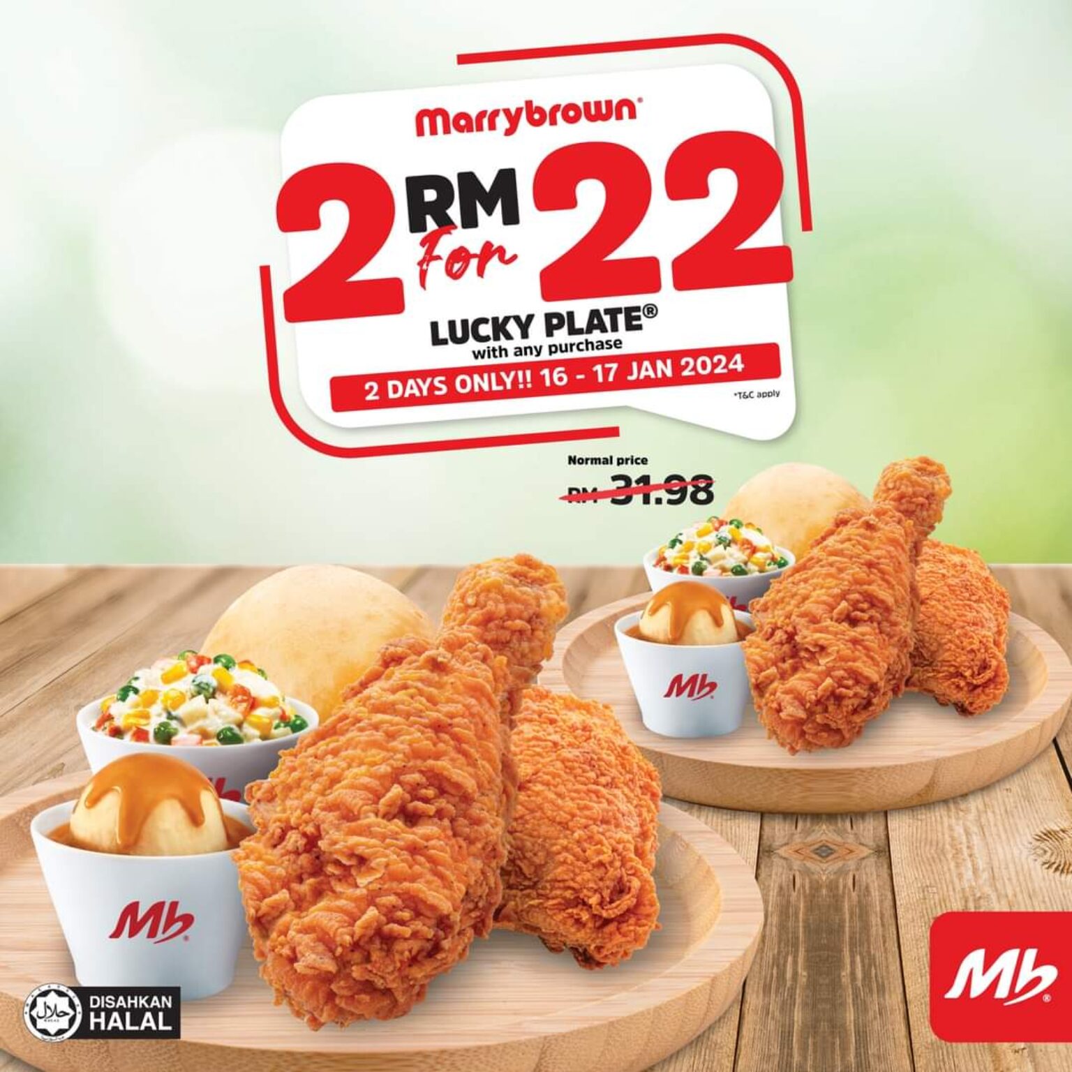 Marrybrown's 2 Lucky Plate Meals for Just RM22 - January 2024 Special
