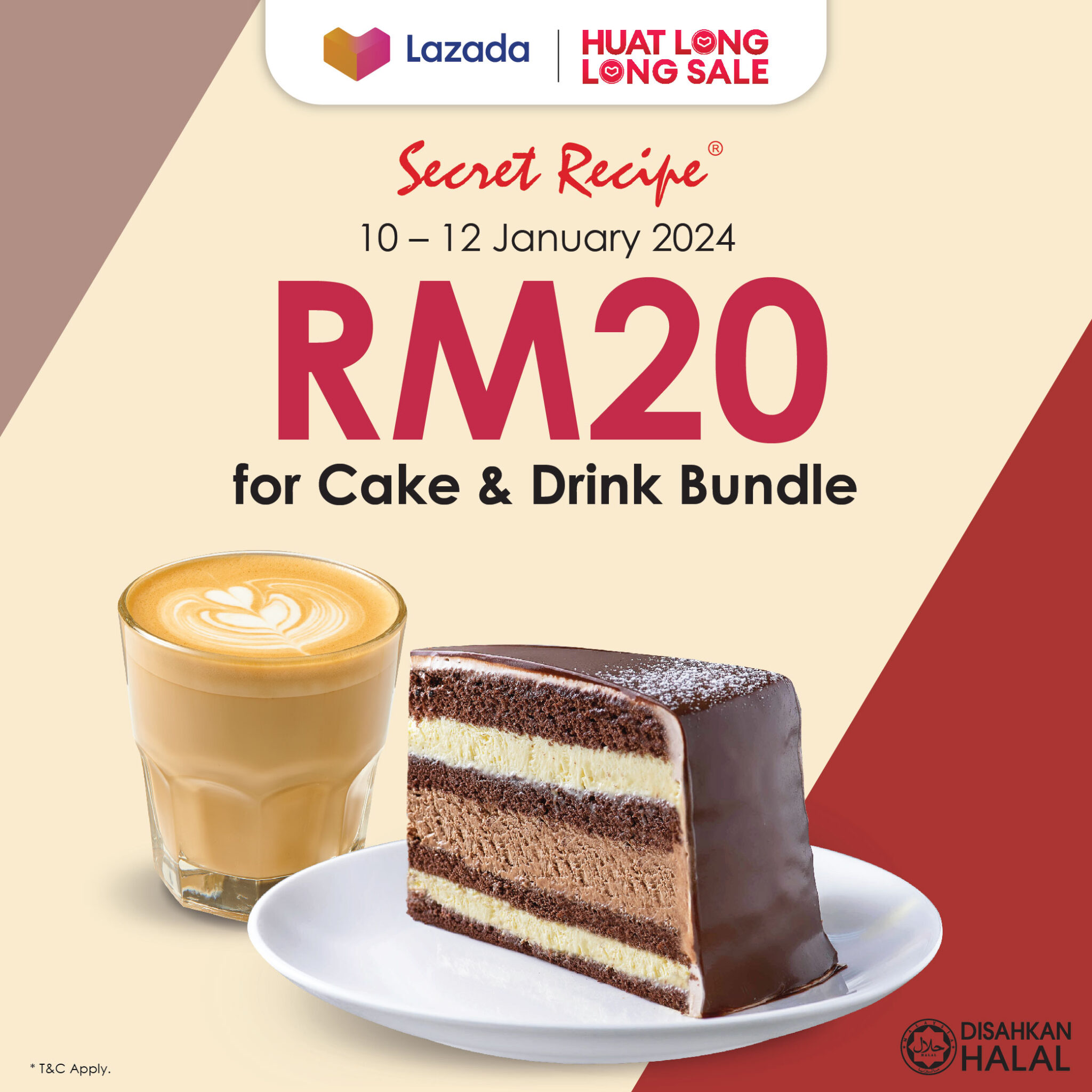 Secret Recipe RM20 Cake & Drink Bundle Exclusive Deal on January 2024 at Lazada