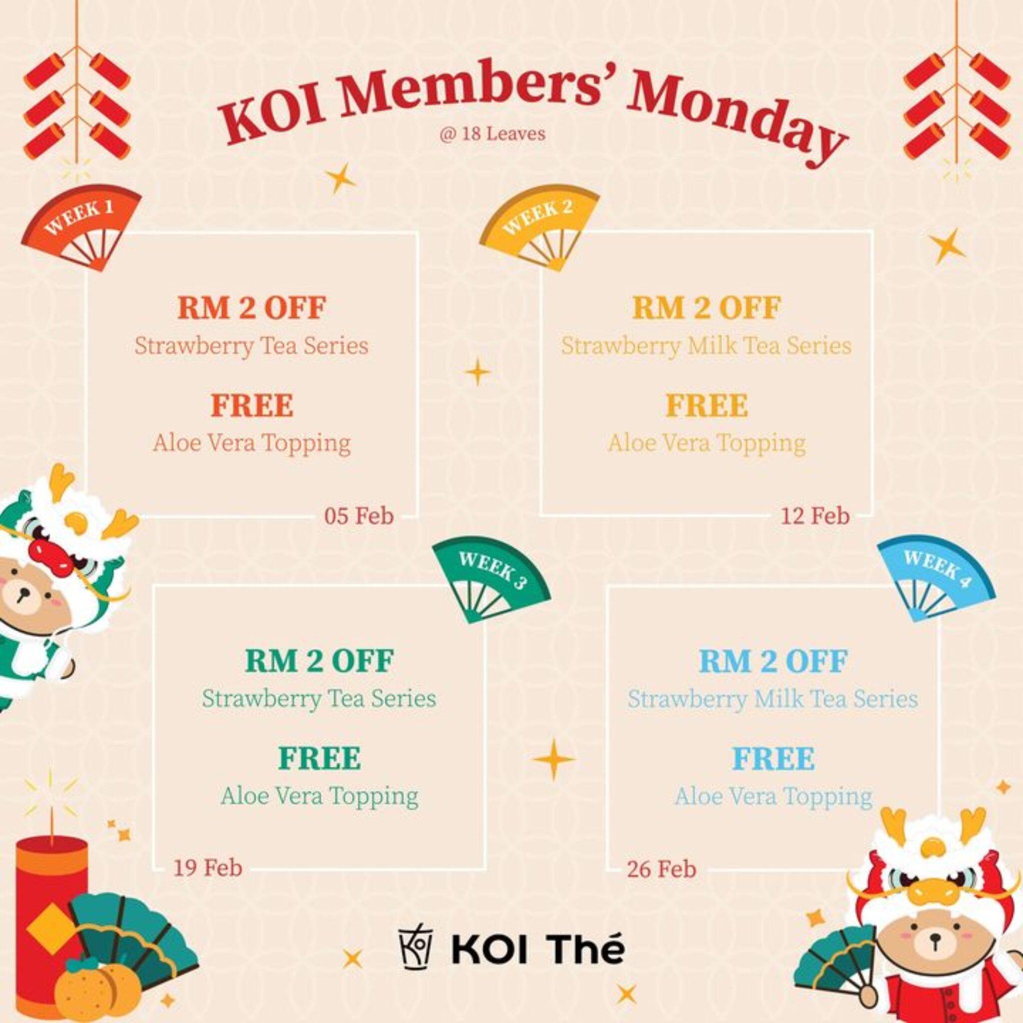 KOI Thé Malaysia February Promotions on Every Monday