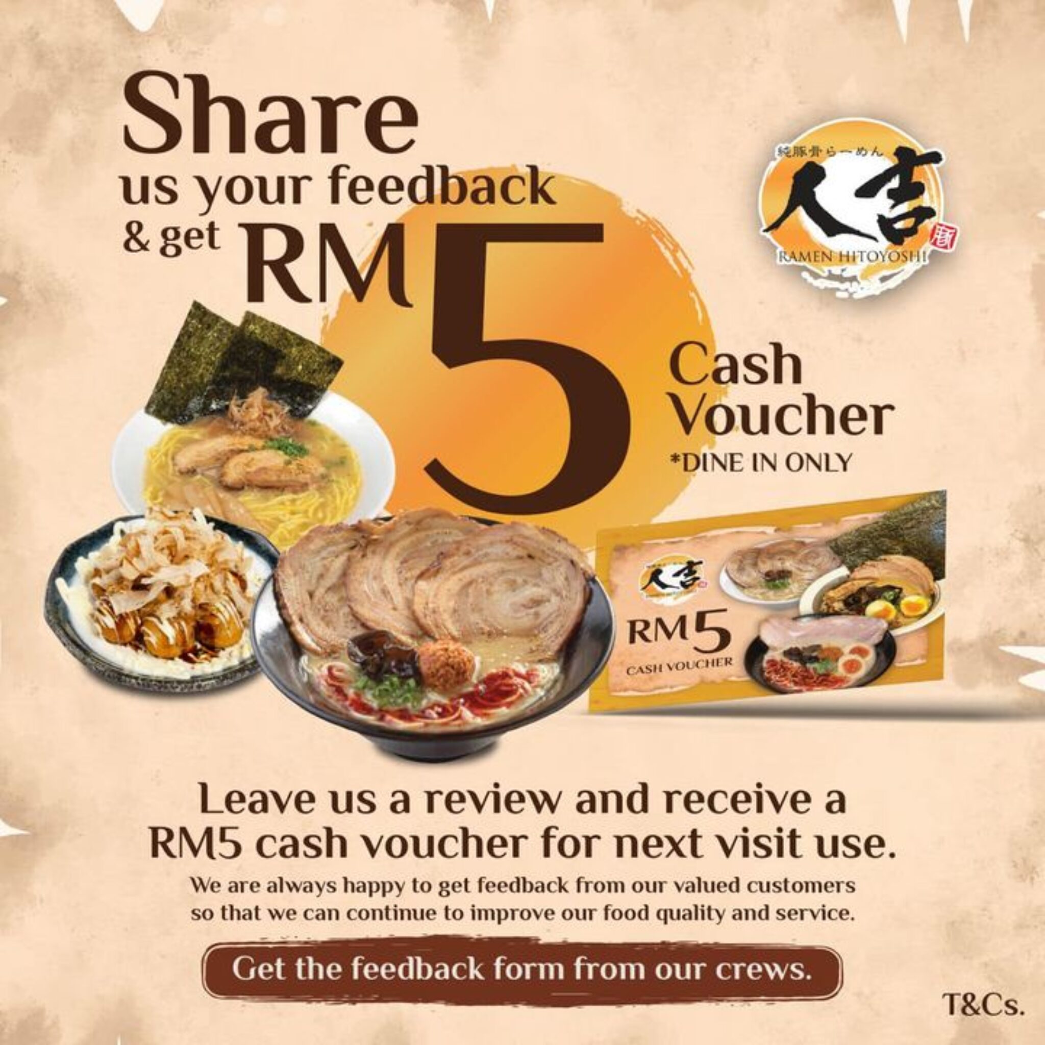 Ramen Hitoyoshi Free RM5 cash vouchers Giveaways
