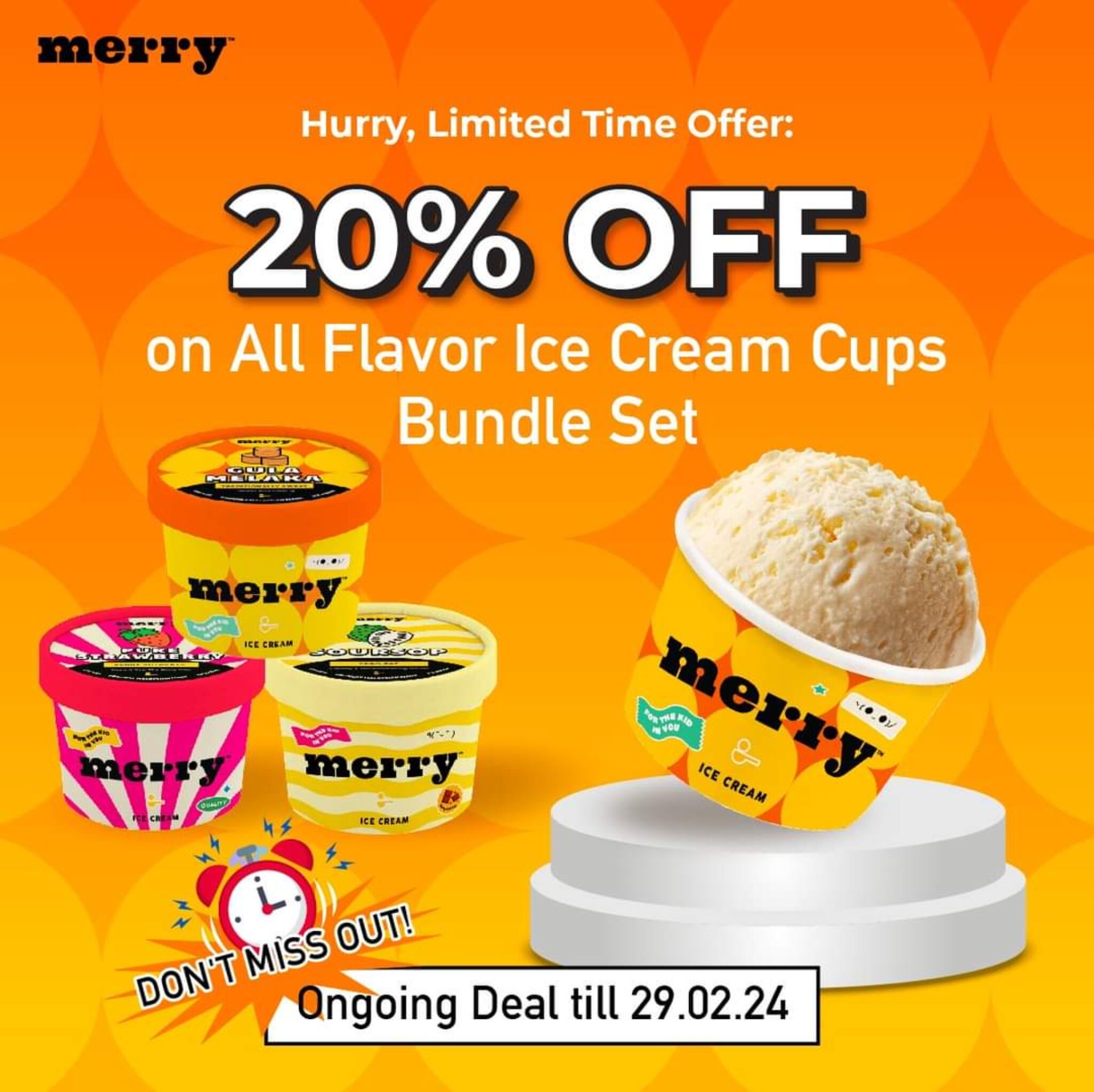Merry Ice Cream 20% OFF on Flavorful Ice Cream Cups Bundle on Feb 2024