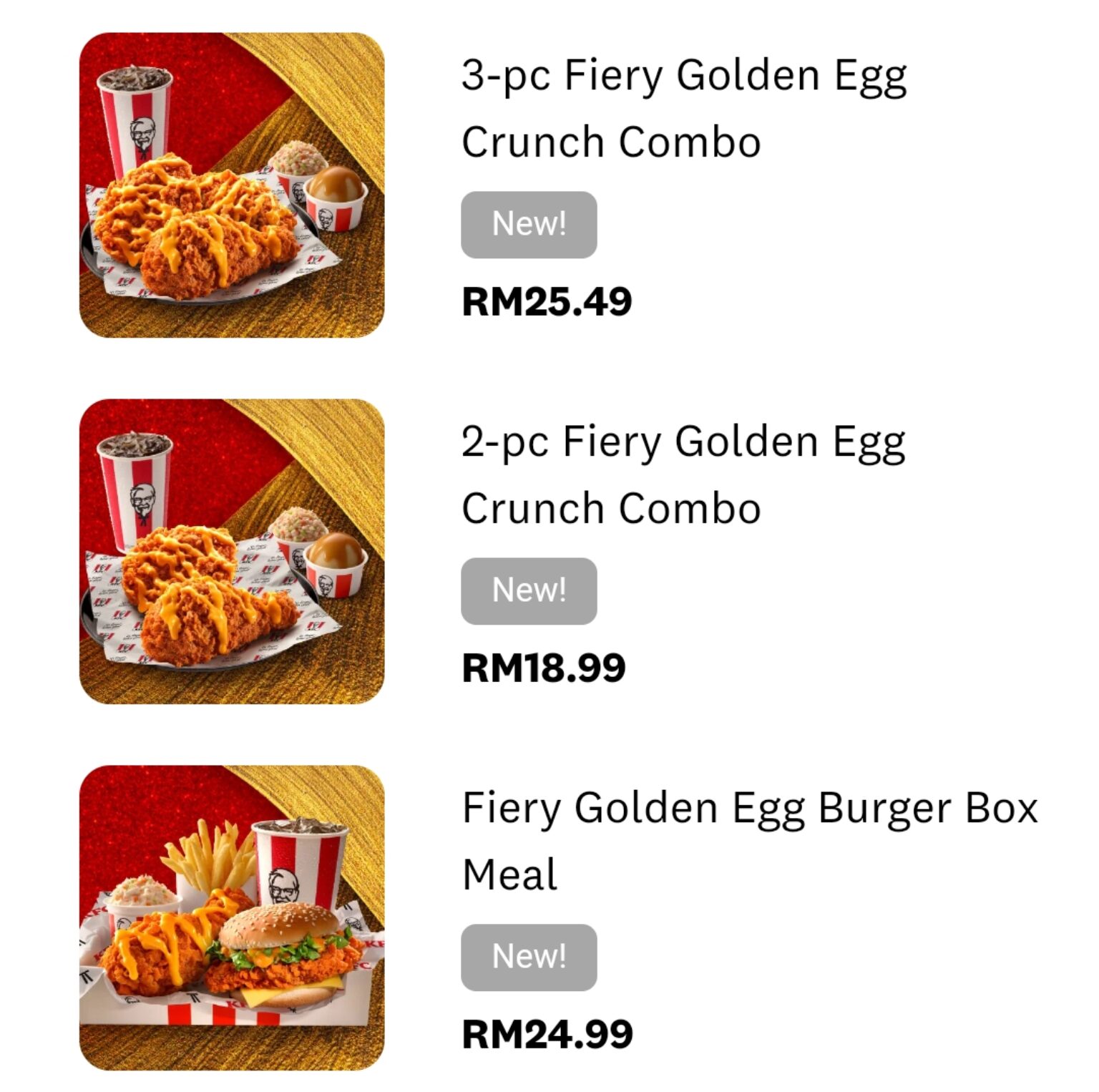 KFC Fiery Golden Egg Crunch 2024