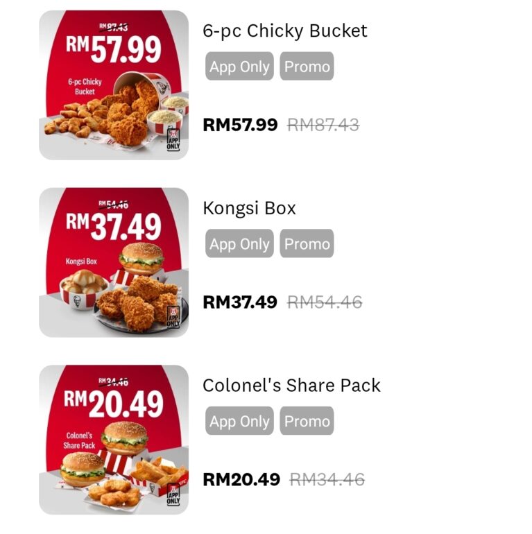 KFC Jimat App-clusive Deal: Save Up to 40% Off on 6-pc Chicky Bucket ...