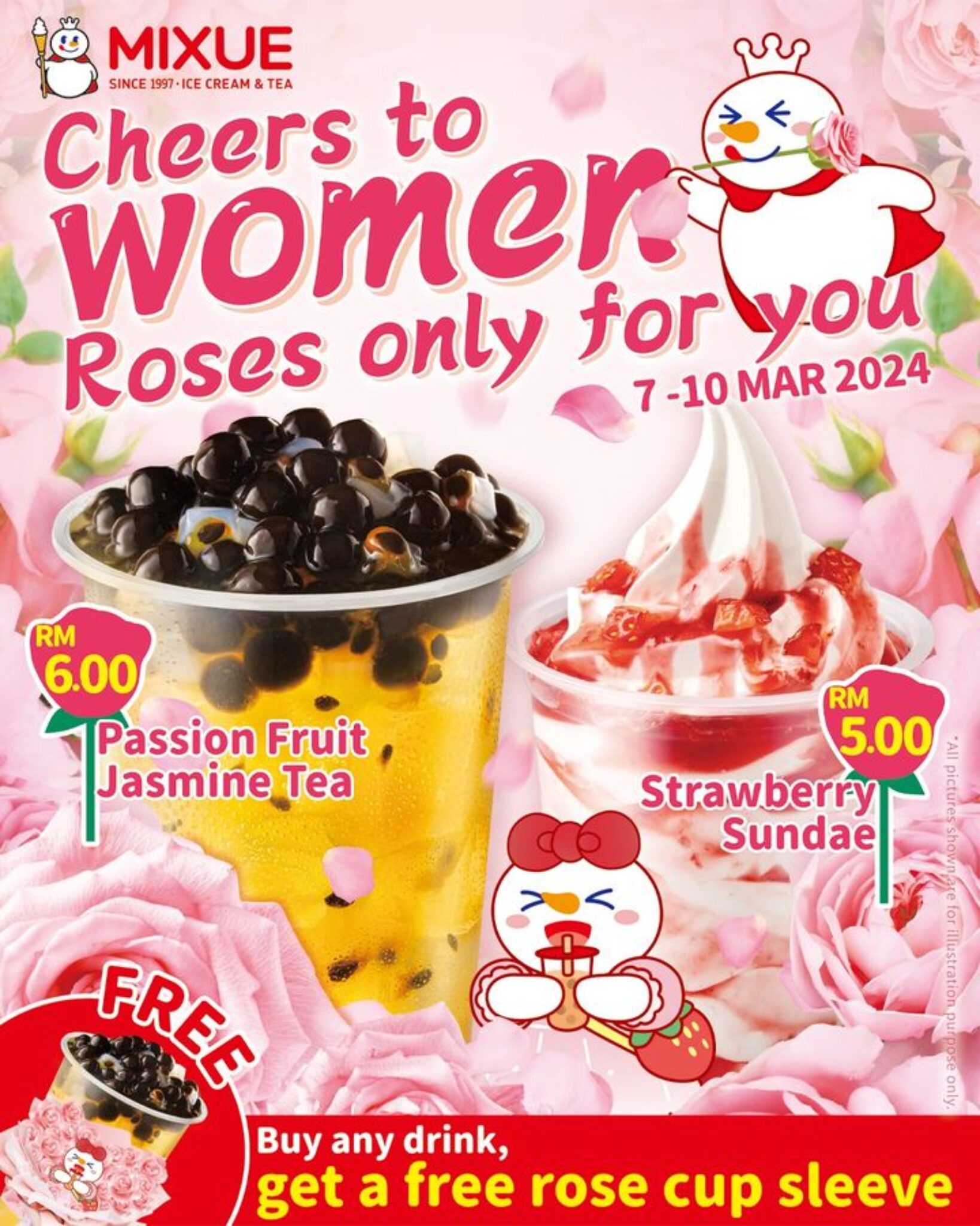 MIXUE Women’s Day 2024: Cheers to Women, Free Roses for You Promo ...
