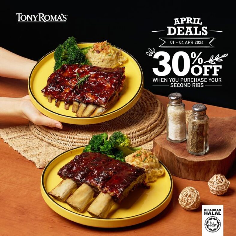 Tony Roma’s April 2024 Promo: Get 30% Off Your Second Ribs Plate
