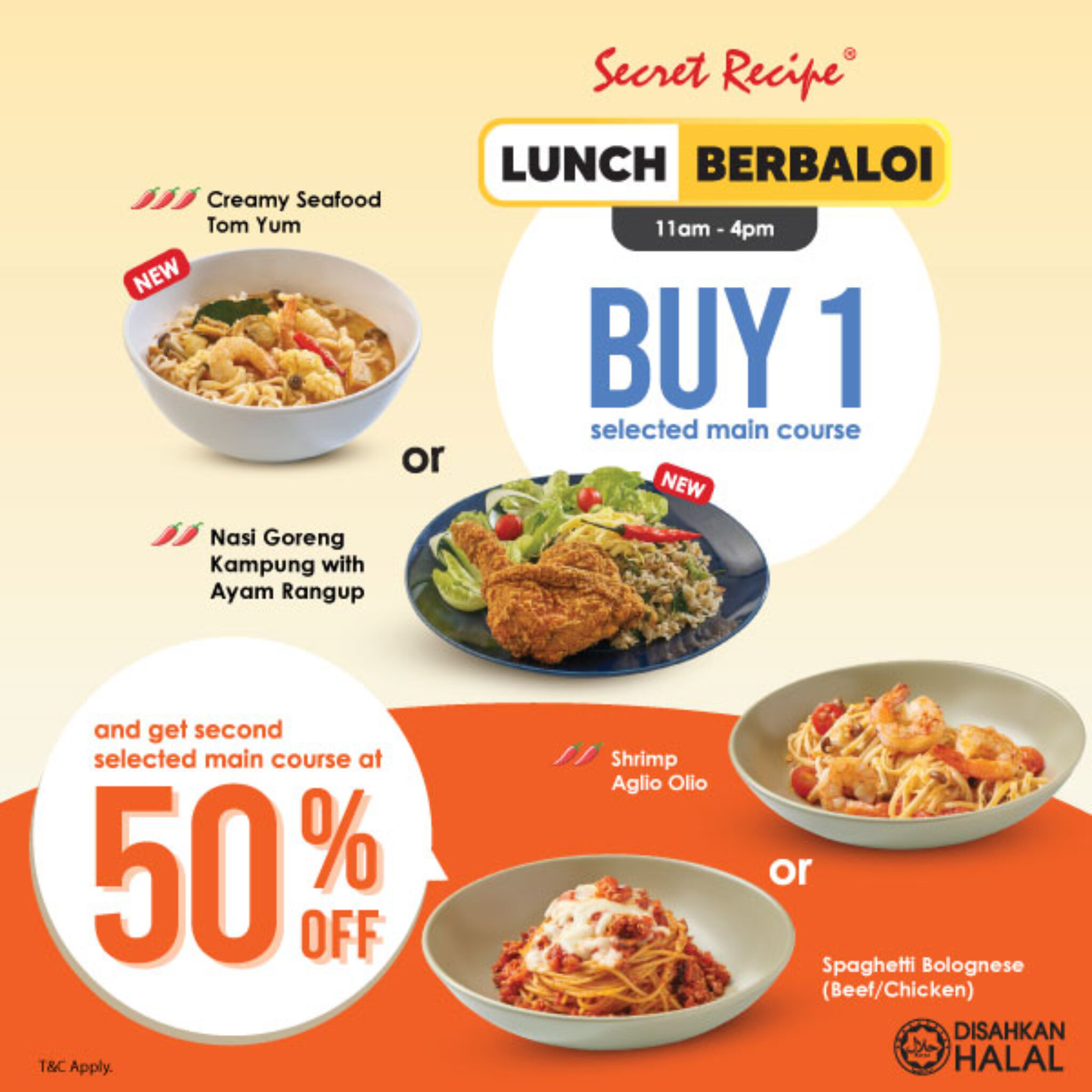 Secret Recipe's Lunch Berbaloi Promo 2024: Buy 1 Get 2nd at 50% Off ...