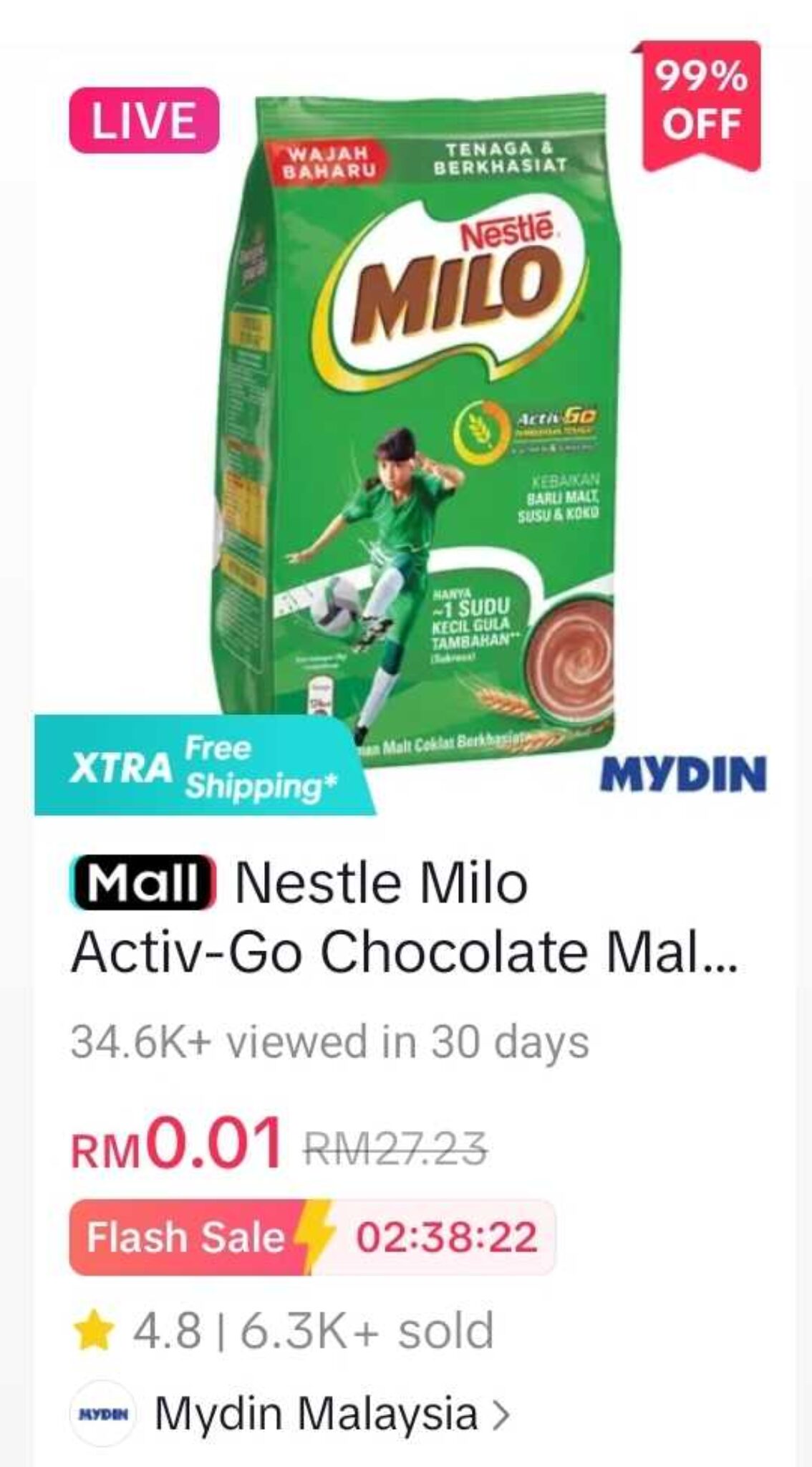 Nestle Milo Activ-Go Chocolate Malt Powder (1KG) for Only RM0.01 at ...