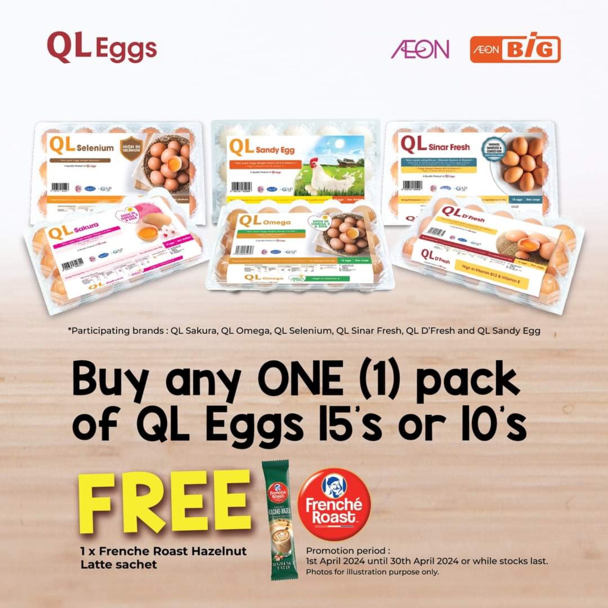 QL Eggs - Unlock a Free Frenche Roast Hazelnut Latte Sachet Promo 2024