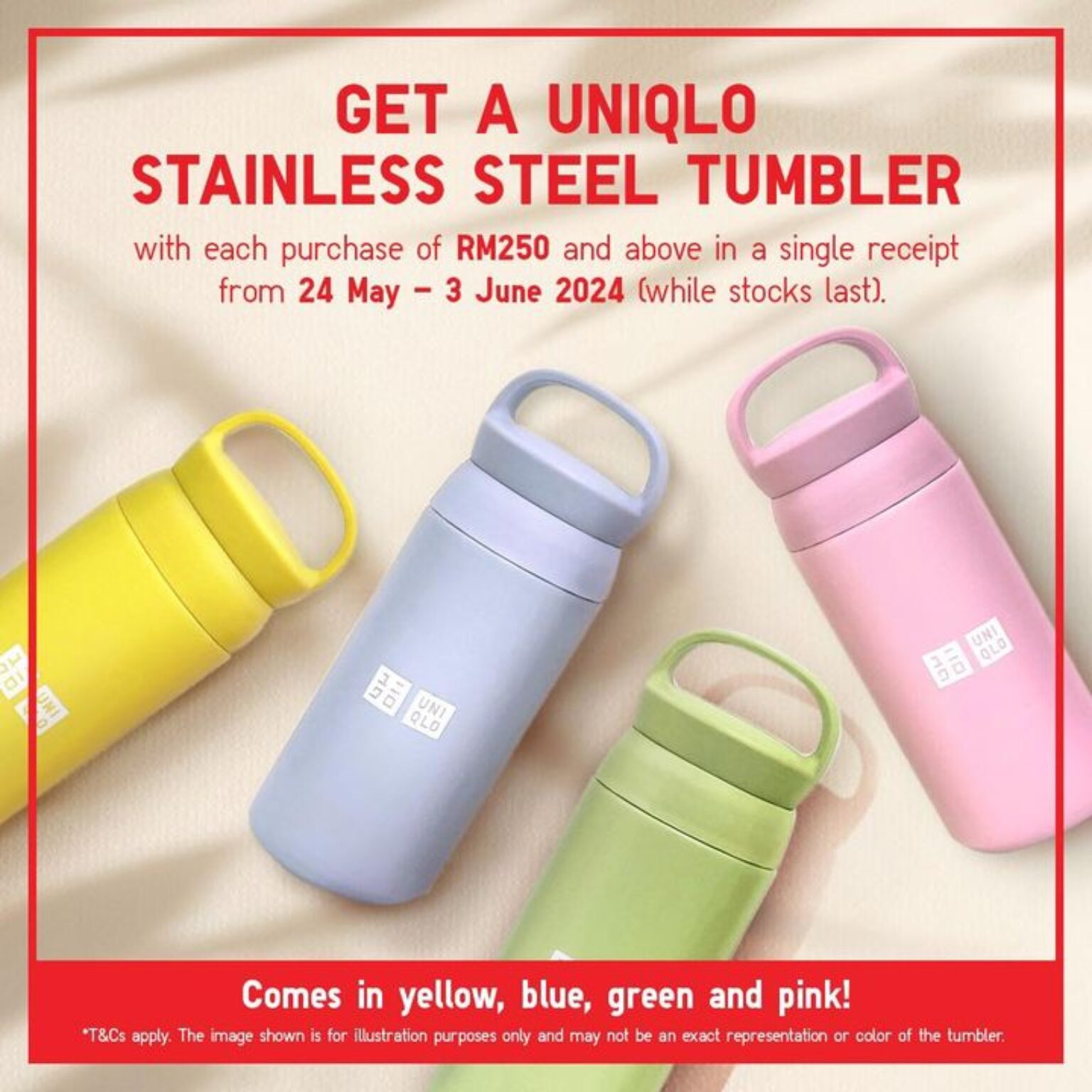 UNIQLO Free Stainless Steel Tumbler with Purchase on May - June 2024