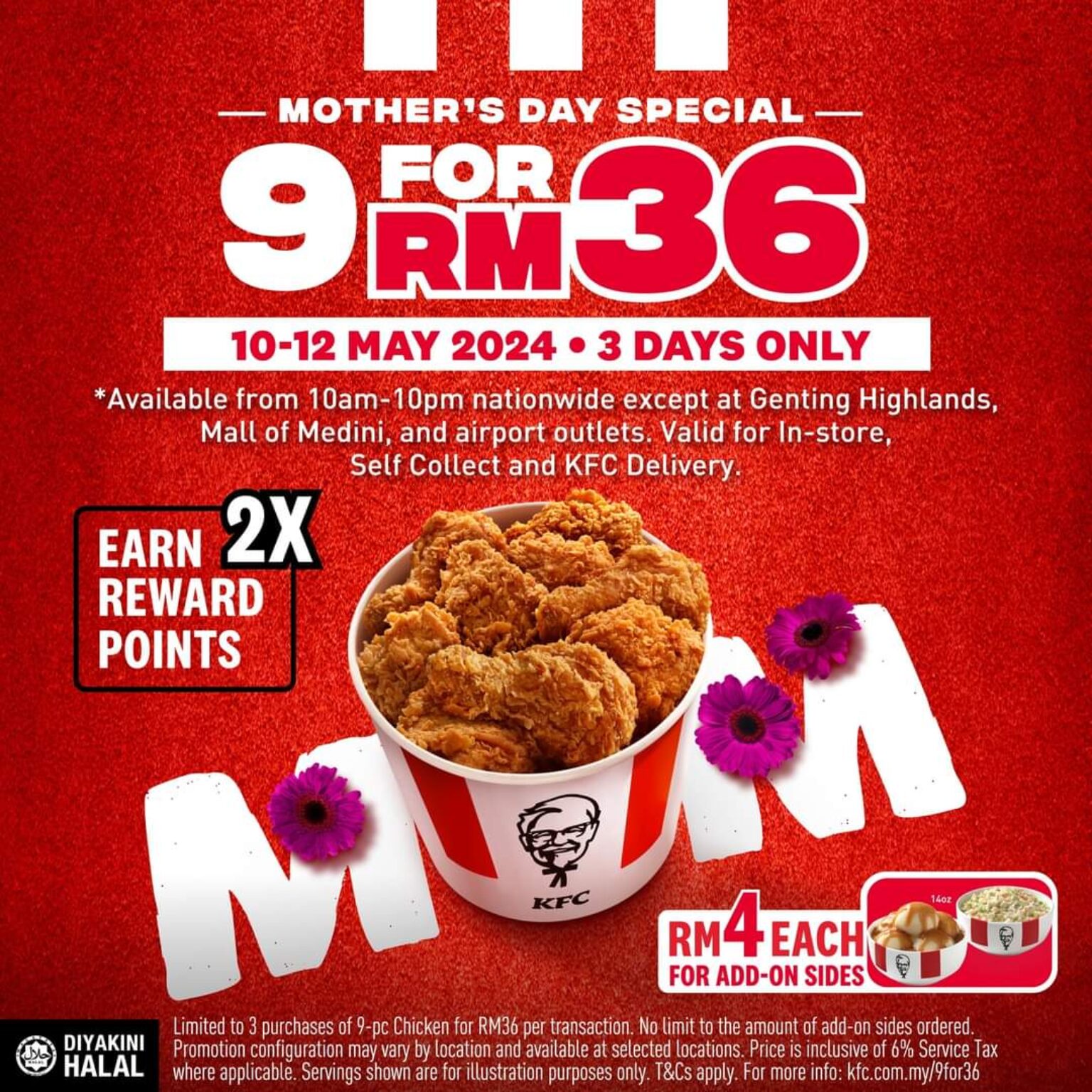 KFC Mother's Day Special 2024: 9 Pieces for RM36 | Promo May 2024