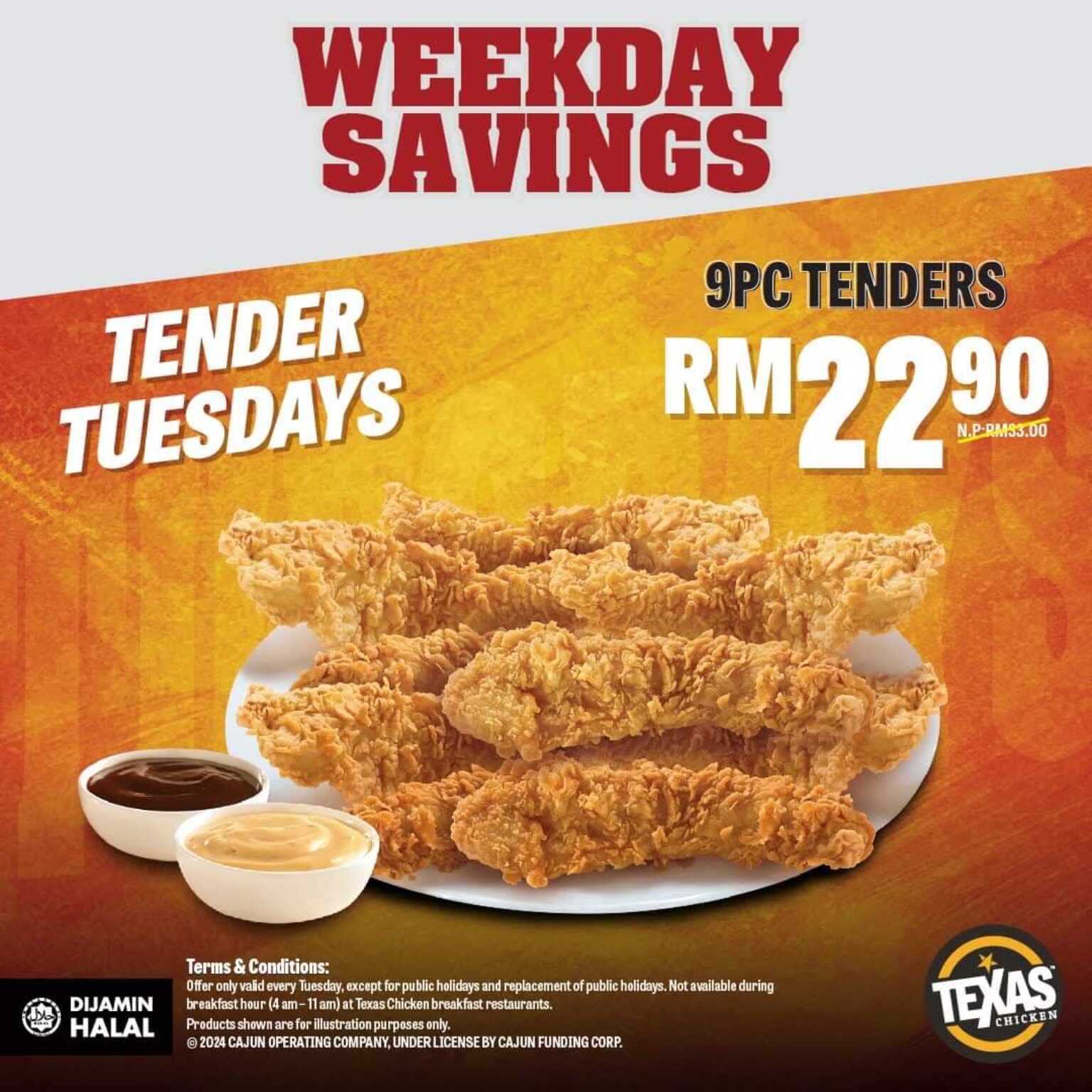Texas Chicken Awesome Mondays and Tender Tuesdays Promotion 2024
