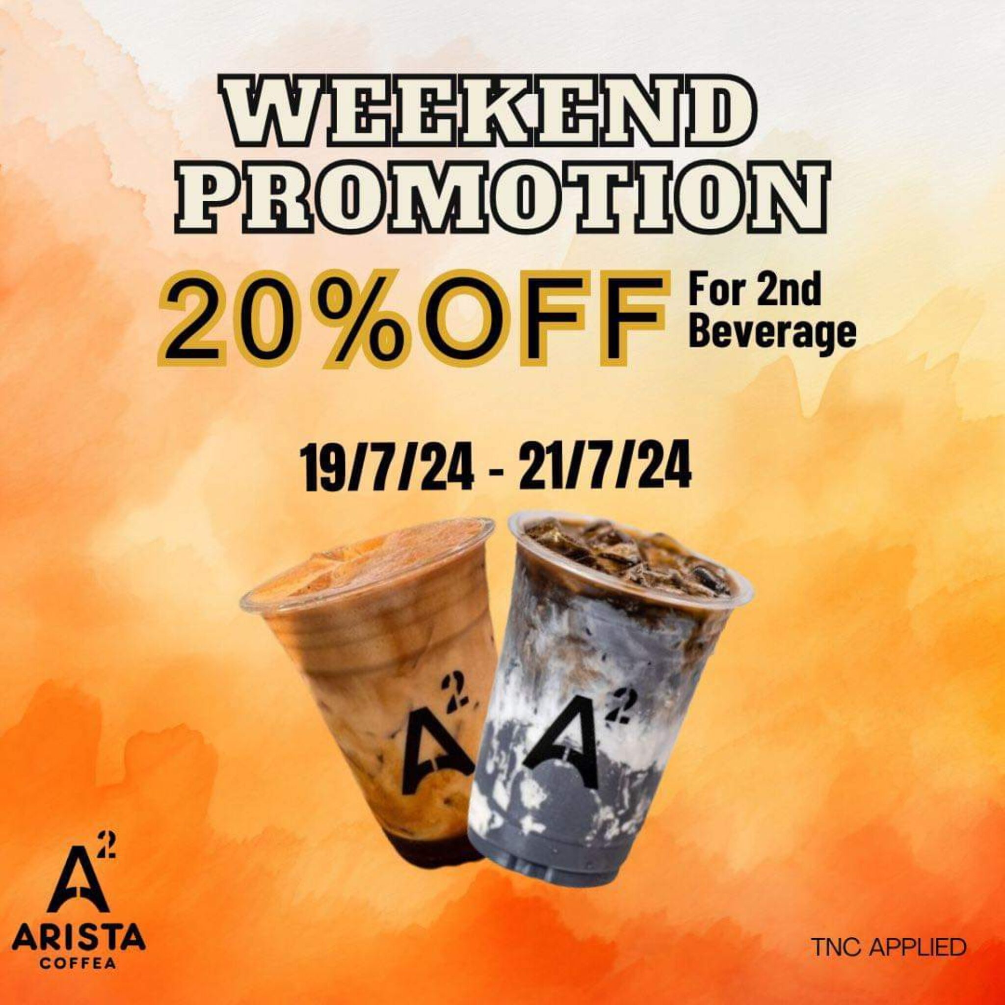 Fuel your weekend with a coffee deal! 20% off your second beverage at Arista Coffee, 19 - 21 ...
