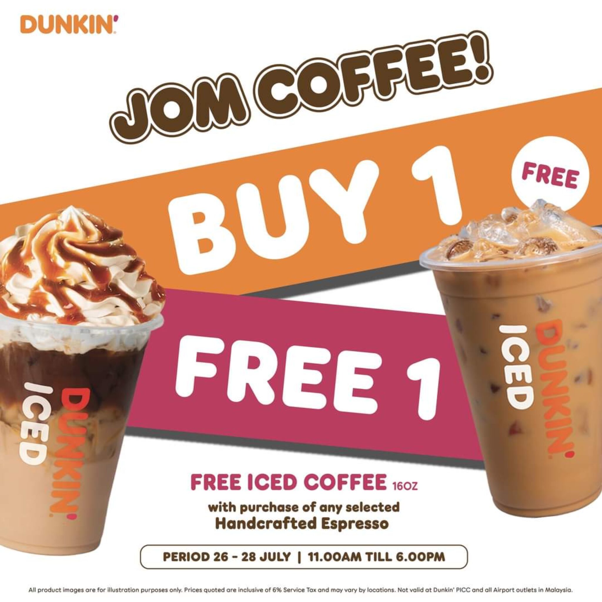 Dunkin' Don’t Walk, RUN! Buy One Get One Free Promo July 2024