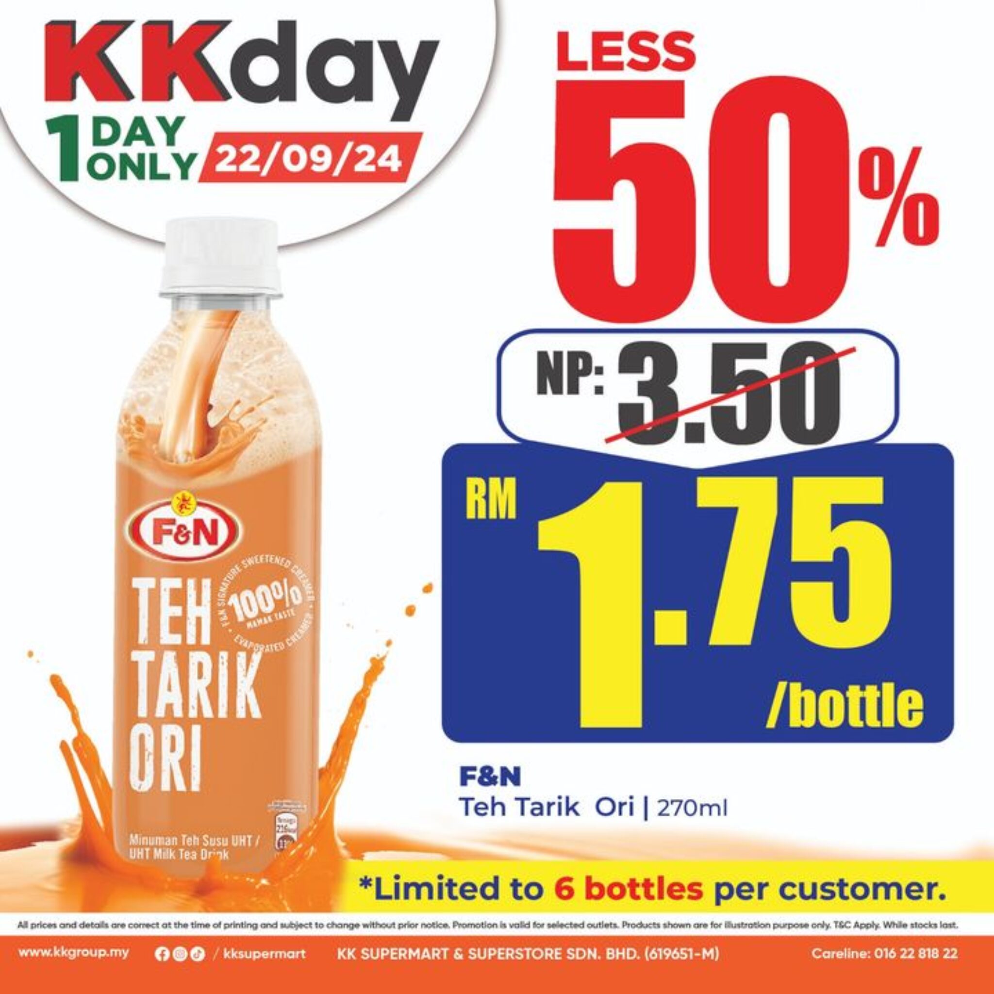 KK Day Deal: F&N Teh Tarik Ori for RM1.75! (22 September 2024)