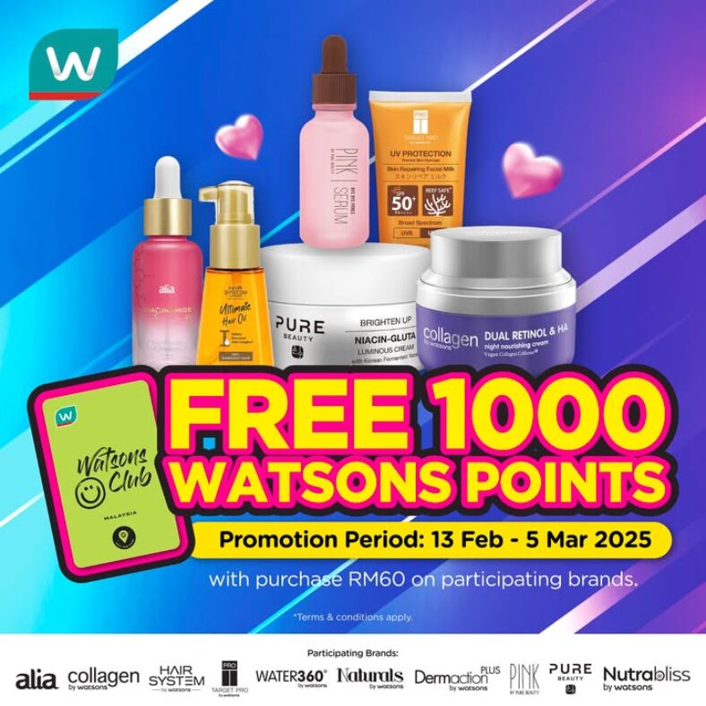 Unlock Extra Rewards: Earn 1000 Bonus Points with RM60 at Watsons ...