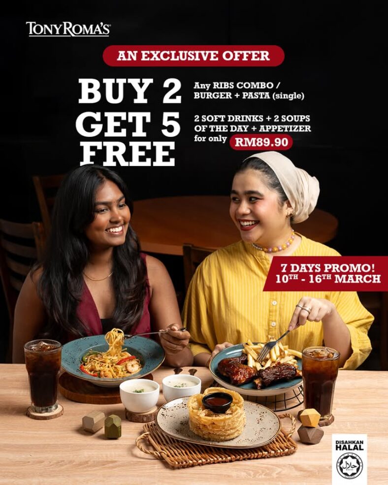 Tony Roma's Malaysia: Feast Big with Buy 2 Get 5 Free Deal This March 2025!