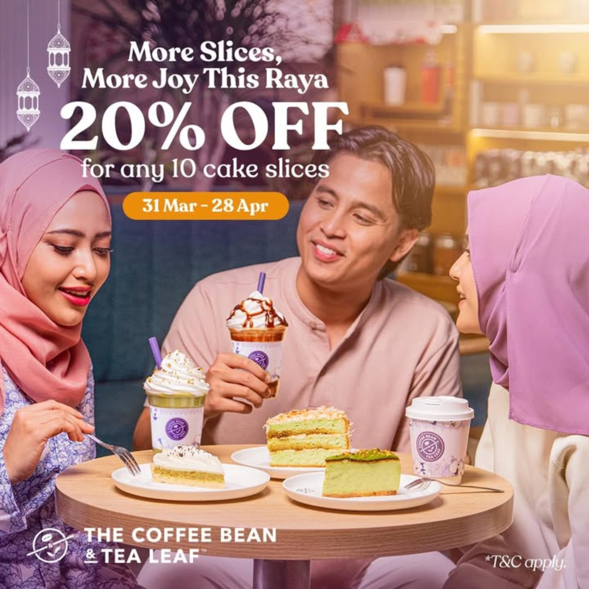 Coffee Bean & Tea Leaf Raya 2025 Promo: 20% Off Sliced Cakes!