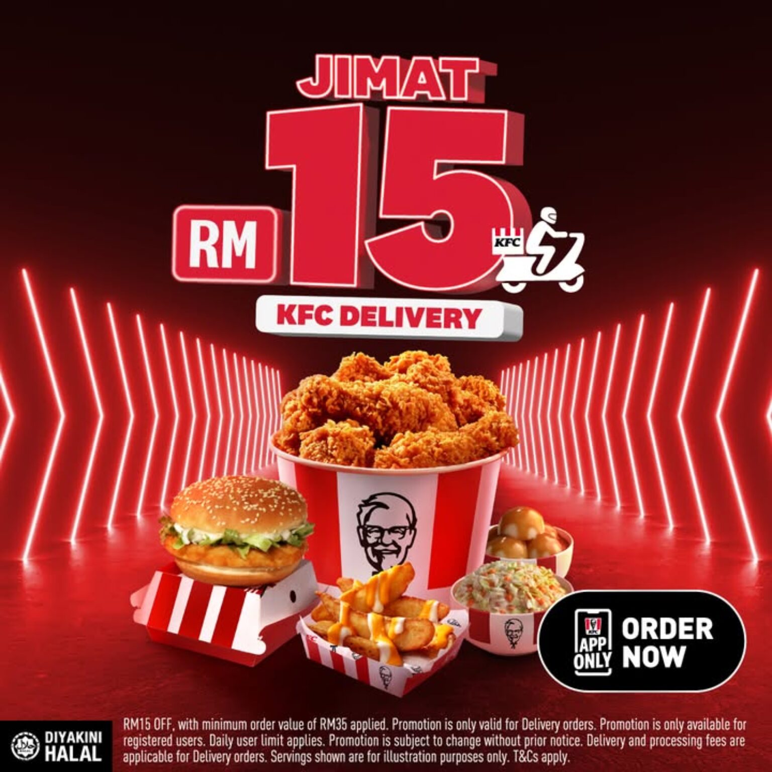 KFC App Exclusive: Score RM15 OFF Your Next Delivery!