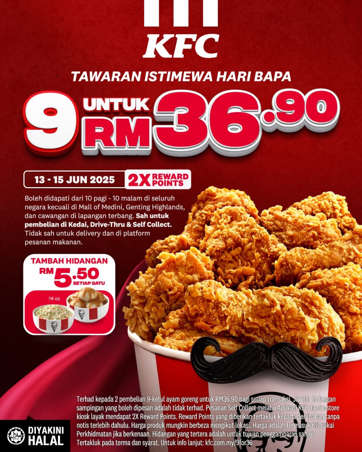 KFC Father’s Day Special: 9-Piece Chicken Bucket for Only RM36.90!