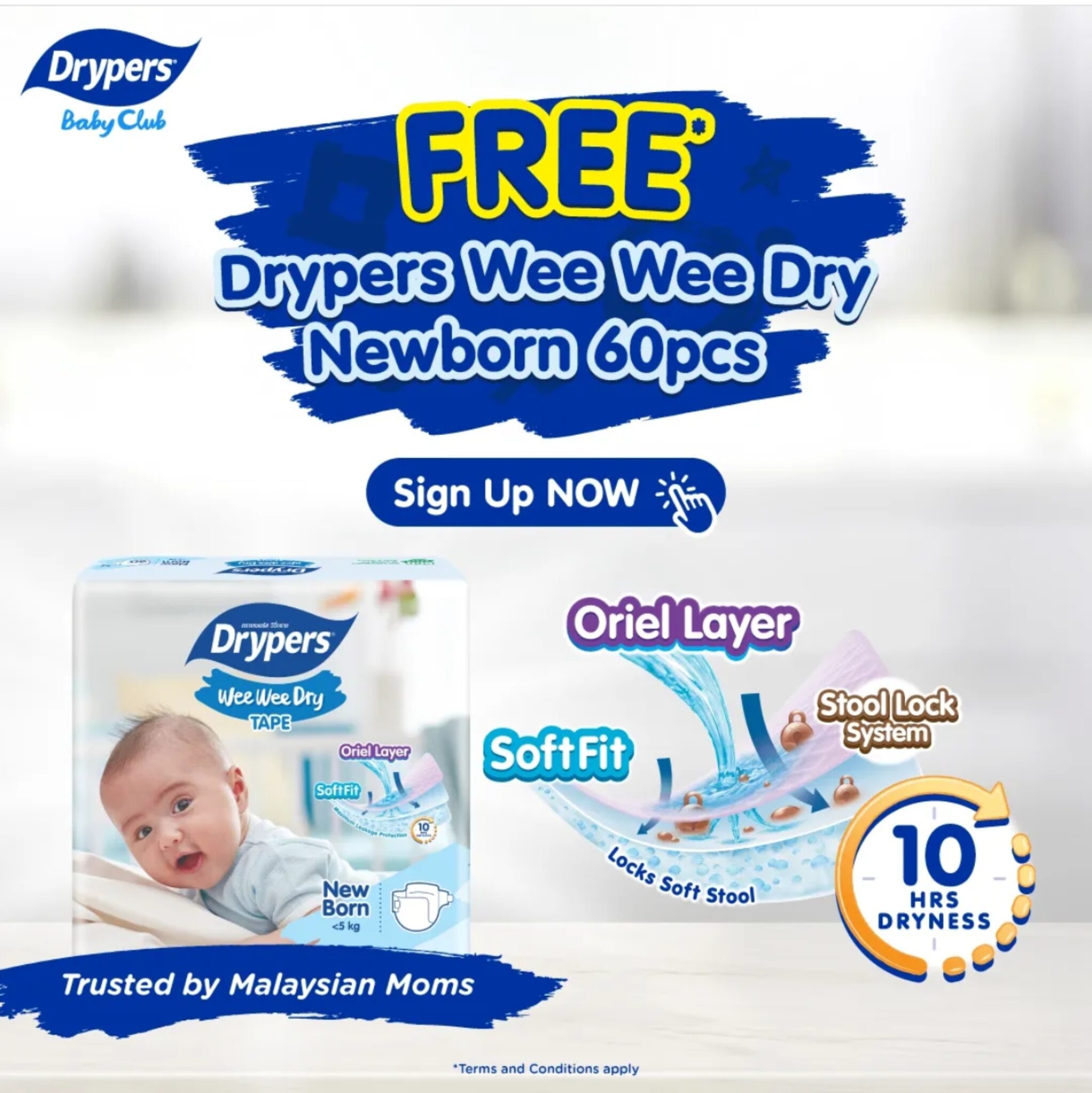 Join Drypers Baby Club & Get a FREE Pack of Wee Wee Dry Newborn Diapers ...