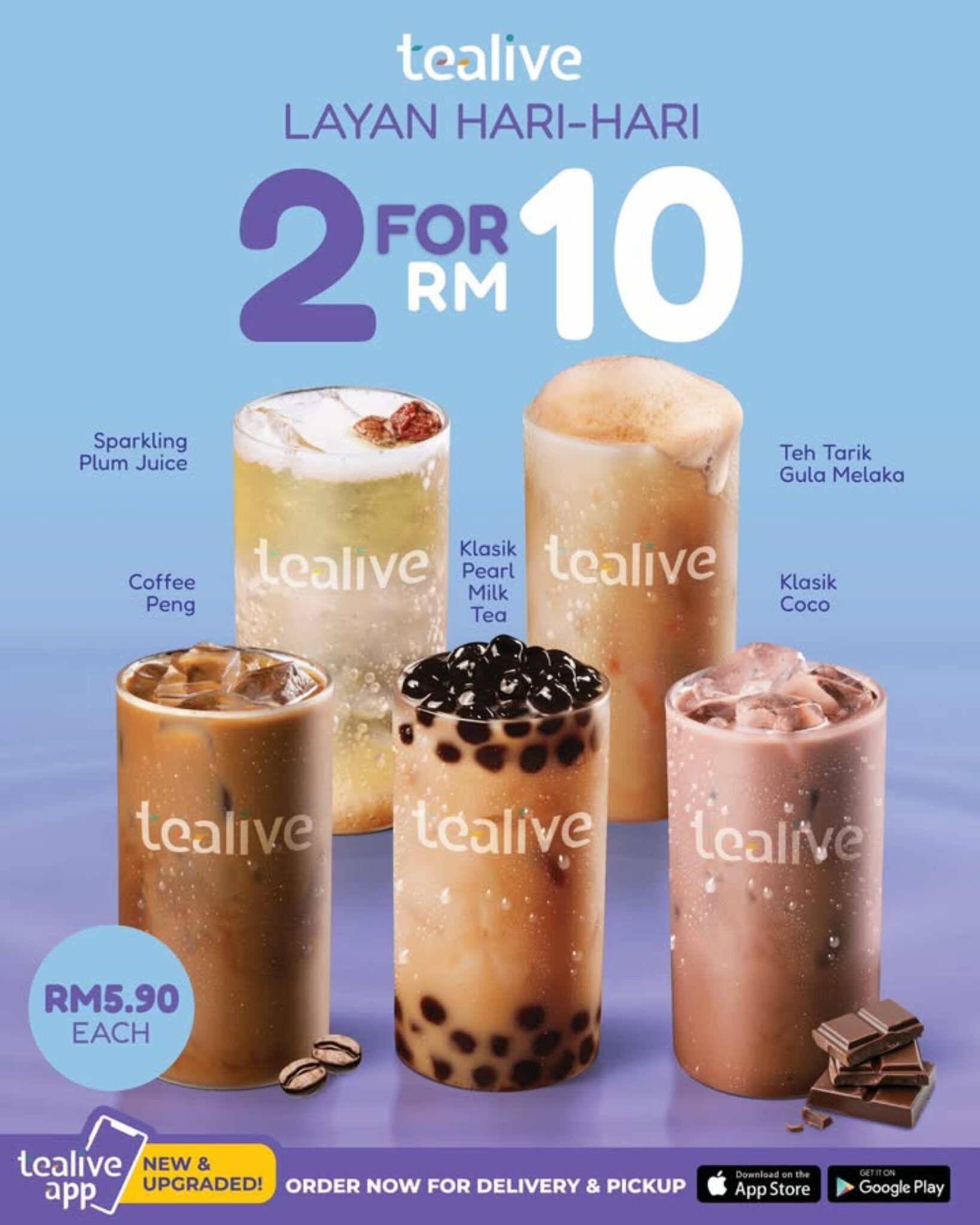 Enjoy Unbeatable Savings at Tealive: Savor 5 Iconic Drinks for Only RM5.90! Limited Time Offer!